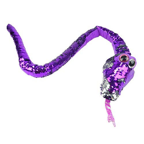 150cm Sequin Reveal Snake Plush Soft Toy - Purple & Silver - Toyland