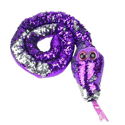 150cm Sequin Reveal Snake Plush Soft Toy - Purple & Silver - Toyland