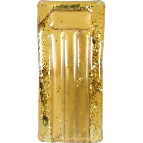 1.8M Gold Glitter Inflatable Lilo - Glitter Filled - Ages 6+ - Toyland