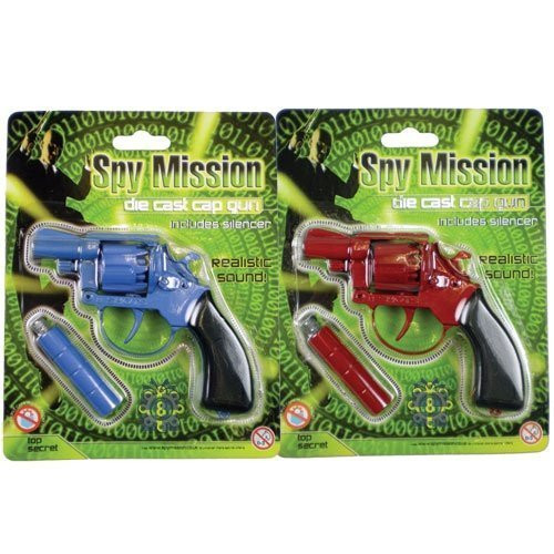 2 X Spy Mission Die Cast Metal Cap Gun -with Silencer - Toyland