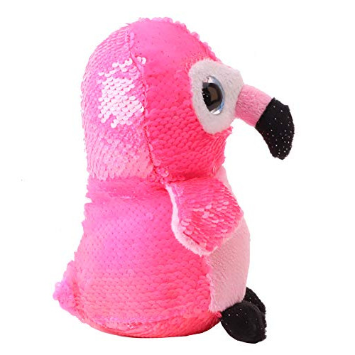 20cm Pink Flamingo Soft Toy with Sequin Reveal Reversible Sequins - Toyland