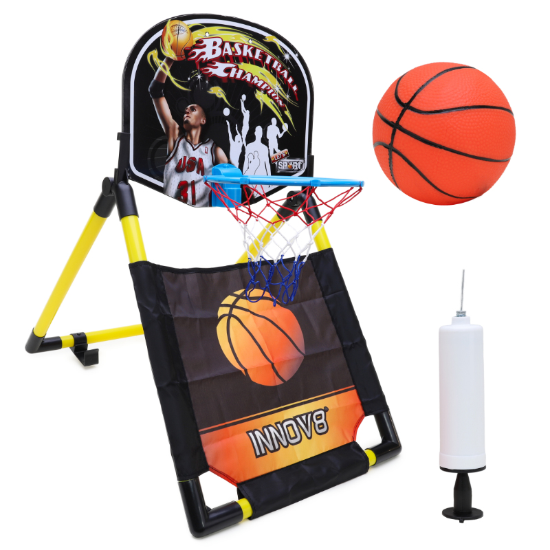 Indoor Basketball Set Including Net & Ball - 2 Way Use - Door & Floor ...