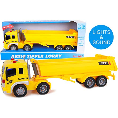 Toyland® 40cm Yellow Artic Tipper Lorry With Lights & Sound - Boys Play ...