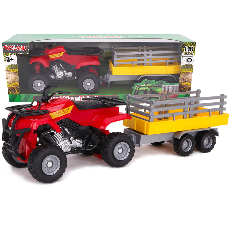 Toyland® Farm Quad & Trailer Playset - 1:16 Scale - Free Wheel Action ...