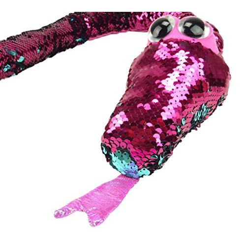 150cm Sequin Reveal Snake Plush Soft Toy - Pink & Turquoise - Toyland