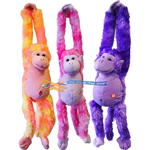Long Arm Hanging Plush Monkey Soft Cuddly Teddy Toy With Sounds (Orange ...