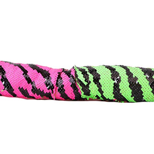 120cm Sequin Reveal Snake Plush Soft Toy - Neon Pink & Green Zebra ...