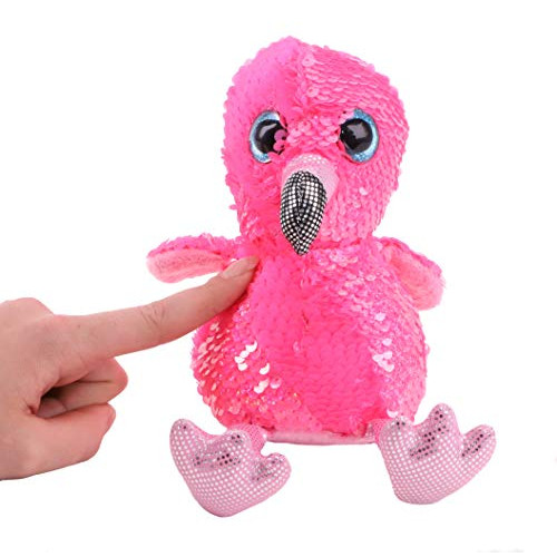 13cm Pink Flamingo Soft Toy with Reversible Sequins - Toyland