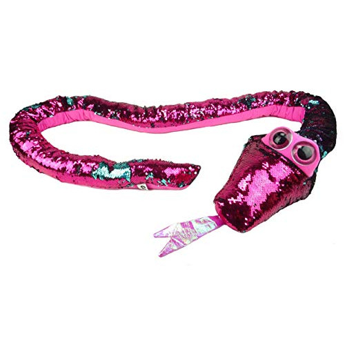 Giant 250cm Sequin Reveal Snake Plush Soft Toy - Pink & Turquoise - Toyland
