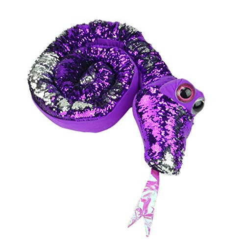 Giant 250cm Sequin Reveal Snake Plush Soft Toy - Purple & Silver - Toyland