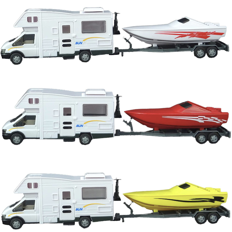 35cm Diecast & Plastic Motorhome & Speedboat With Trailer Model Toy ...