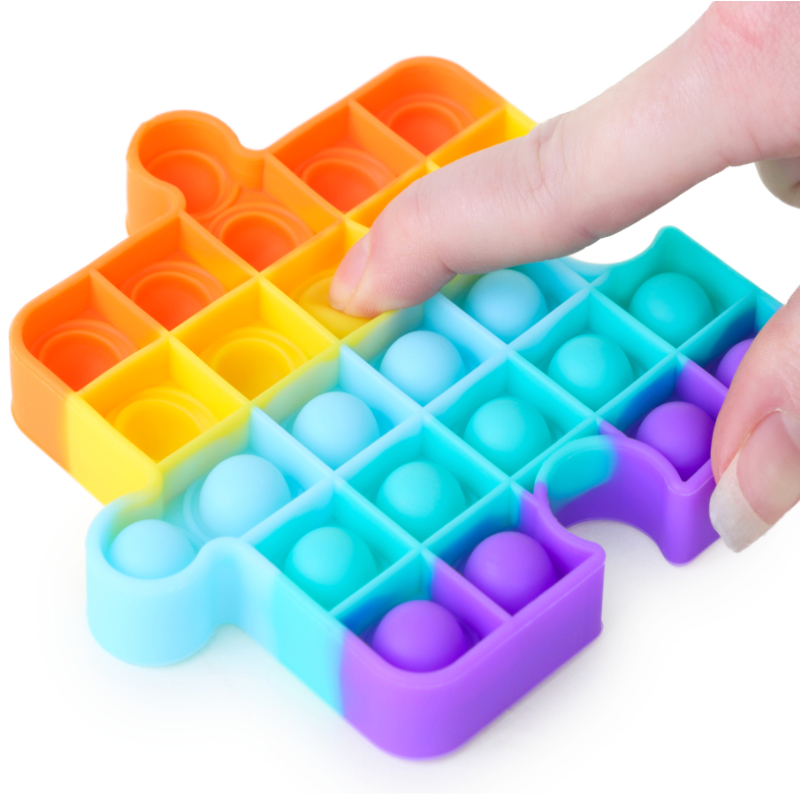 Toyland® Rainbow Jigsaw Shape Push Bubble Pop Bubble Sensory Fidget Toy ...