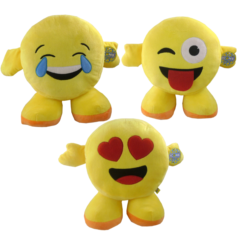 Toyland® Pack Of 3 -13 Inch Emoji Character Soft Toys - Laughter, Love ...