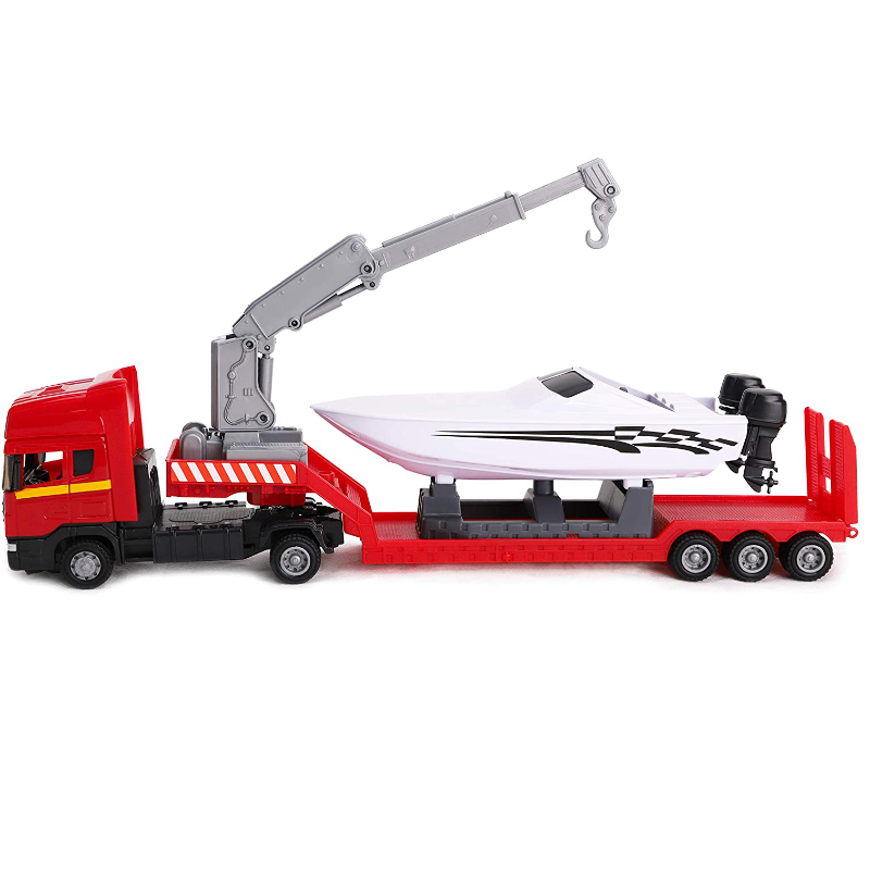 Toyland® Scania Flatbed Hauler Transporter Truck With Power Boat - 1:48 ...