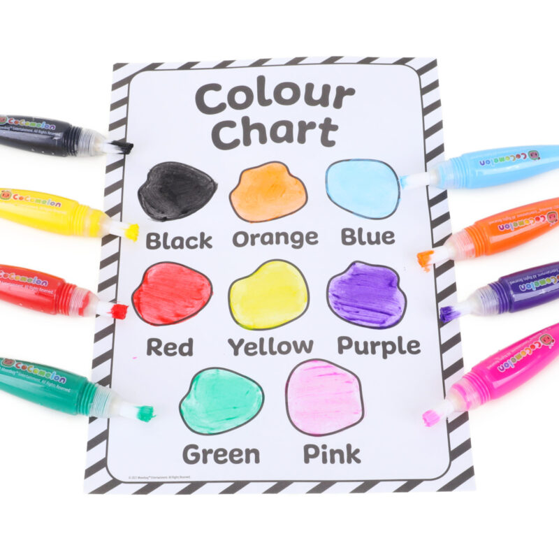 Toyland® Cocomelon Squeezy Paint Set Including 8 Paints, 10 Colouring ...