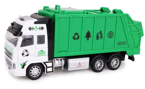 21cm Die Cast Pull Back Green Bin Lorry - Features Opening Top Latch ...