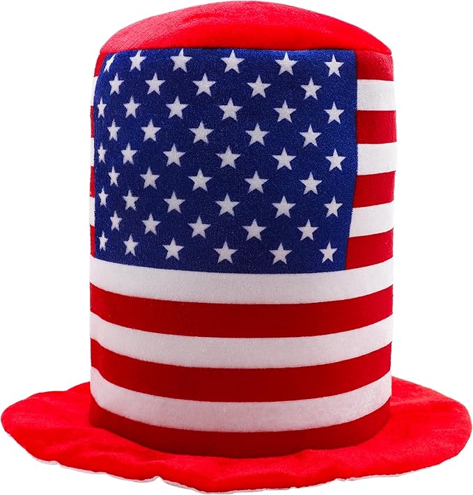 Toyland® Stars & Stripes USA Velvet Big Top Hat - Fancy Dress ...