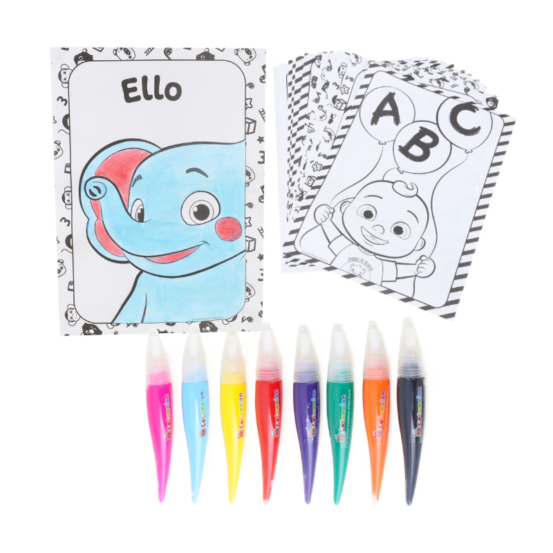 Toyland® Cocomelon Squeezy Paint Set Including 8 Paints, 10 Colouring ...