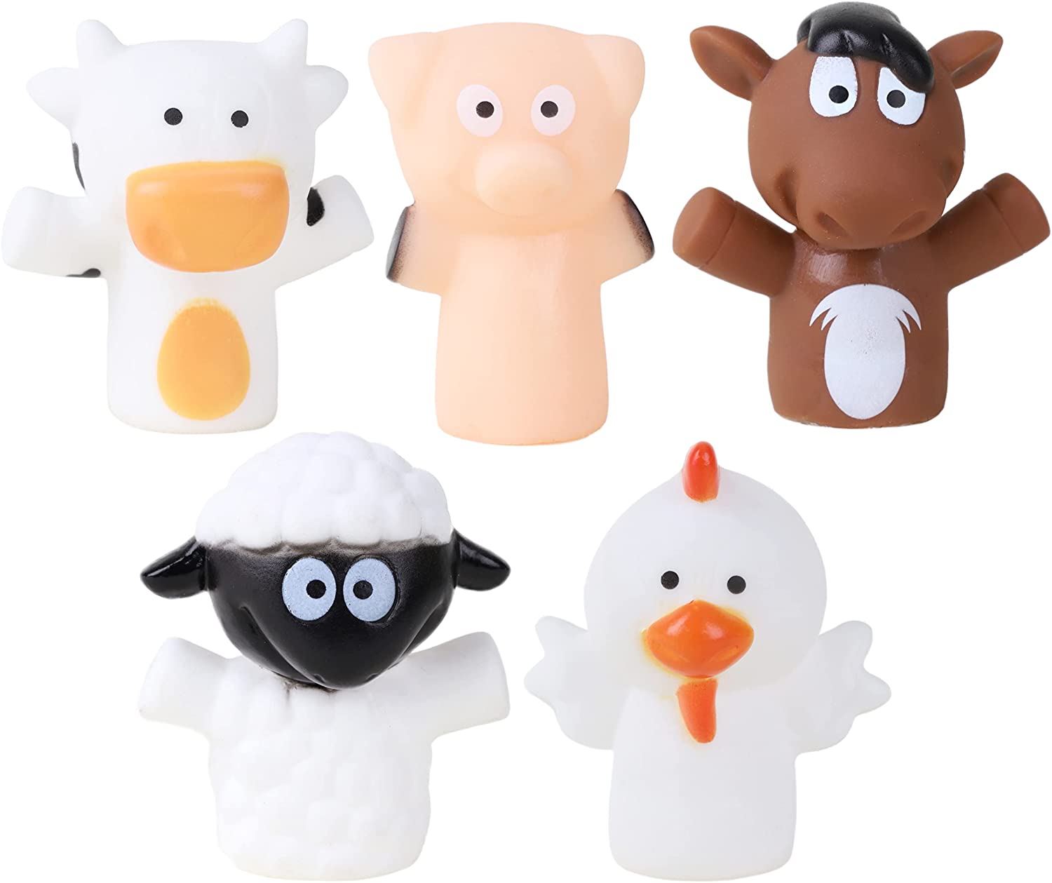 Pack Of 5 - Farm Animal Finger Puppets - Toyland