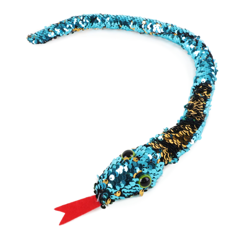 57cm Plush Snake Soft Toy - Sequin Reveal - Reversible Sequins (Blue ...