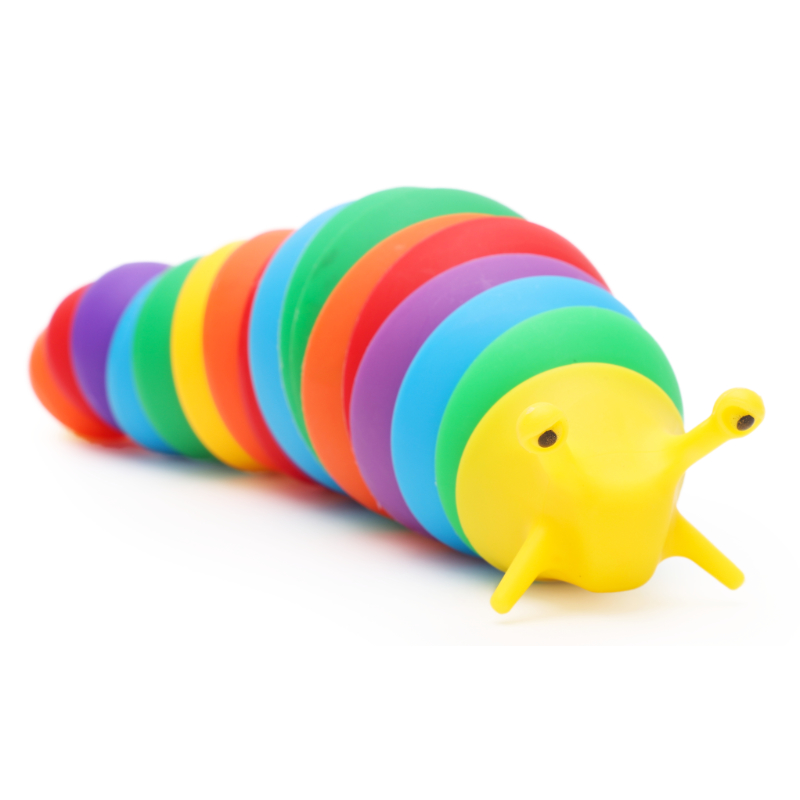 Rainbow Coloured Fidgety Noisy Slug - Sensory Fidget Toys - Size 19cm ...