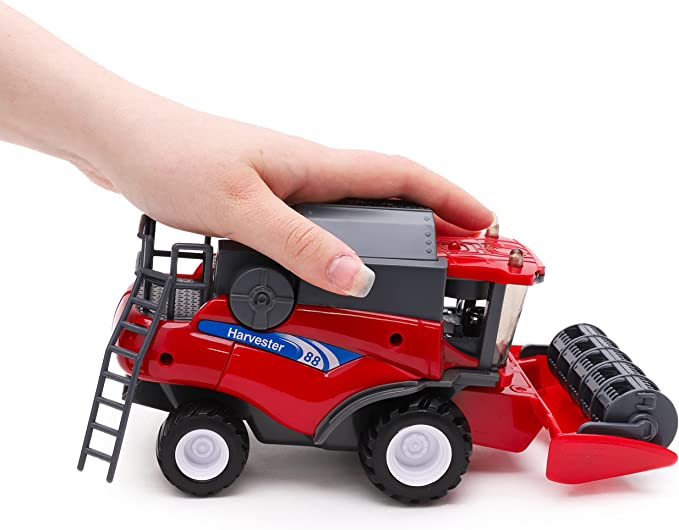 1:32 Scale Friction Powered Red Combine Harvester - Farm Toys - Size ...