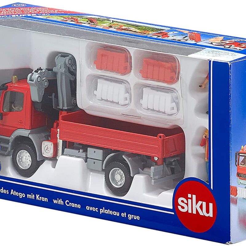 Siku 3534 Super Mercedes-Benz Red Lorry with Loading Area and Crane ...