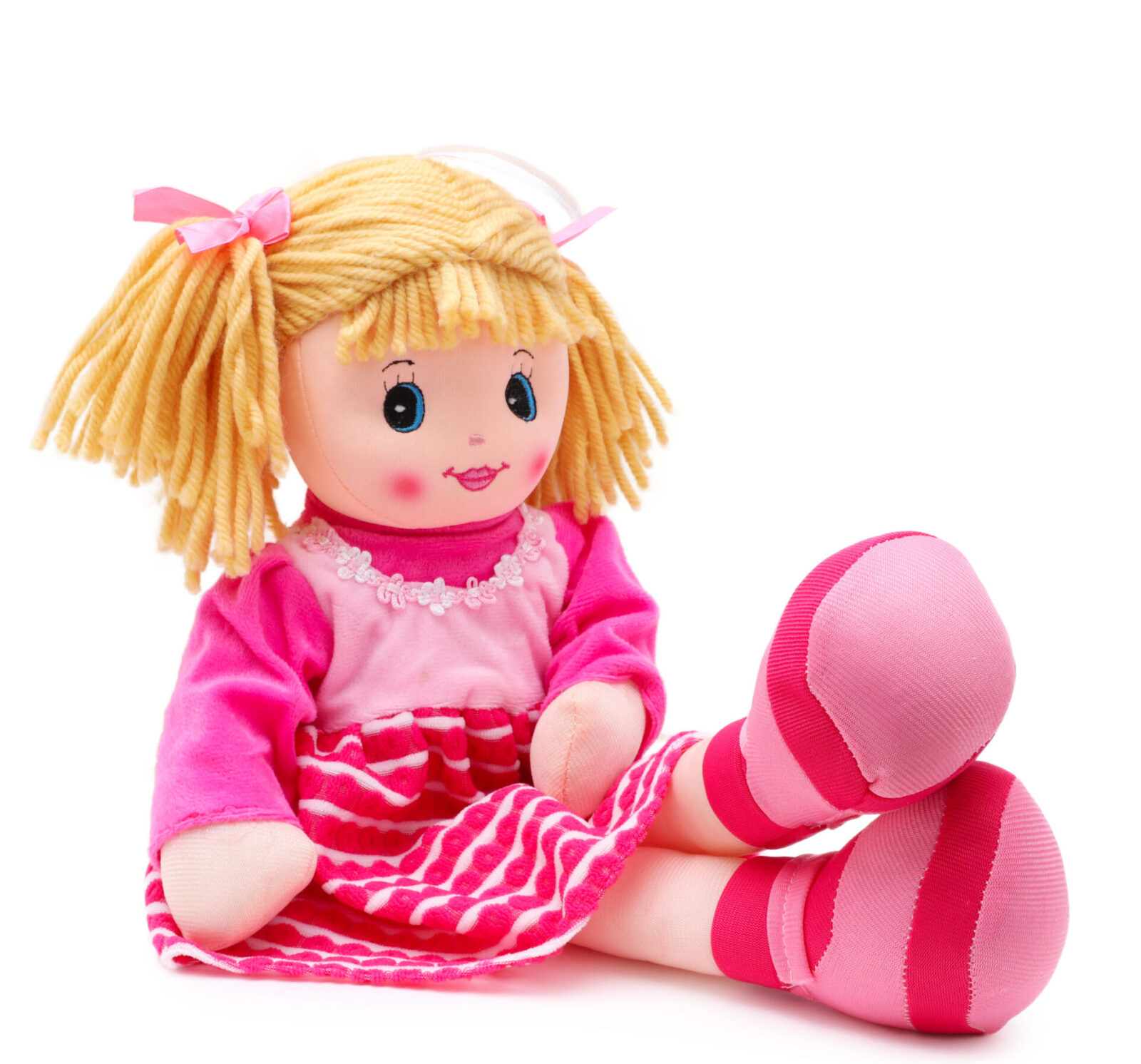 Toyland® 50cm Cuddly Ragdoll Girl Plush Toy - Pink and White Stripy ...
