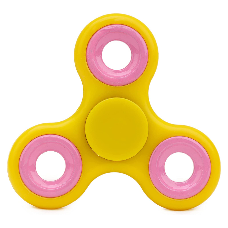 Fidget Hand Spinner Stress and Anxiety Relief Assorted Colours Yellow Pink Rings Toyland