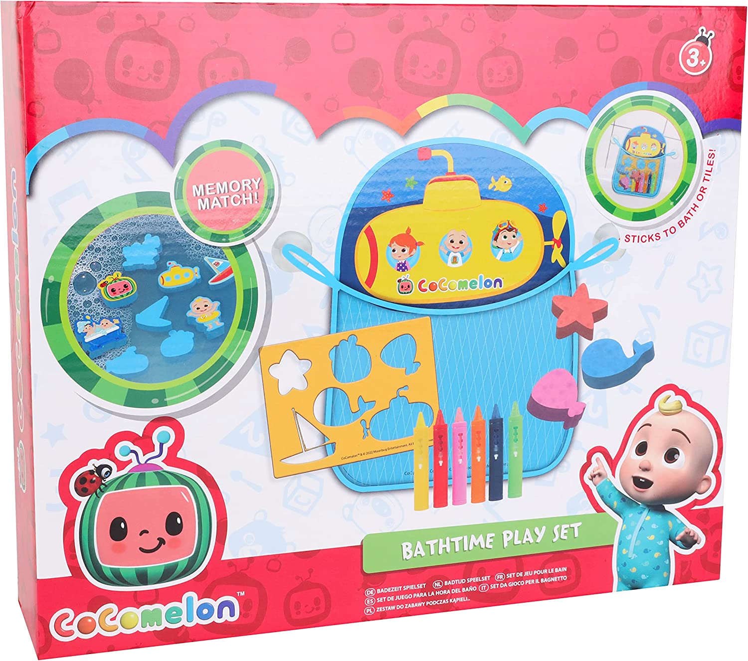Cocomelon Bathtime Playset Featuriing Memory Match Game & Crayon ...