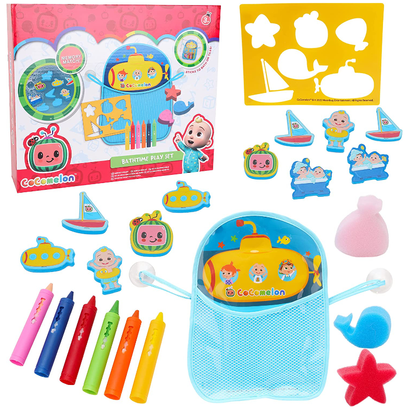 Cocomelon Bathtime Playset Featuriing Memory Match Game & Crayon ...