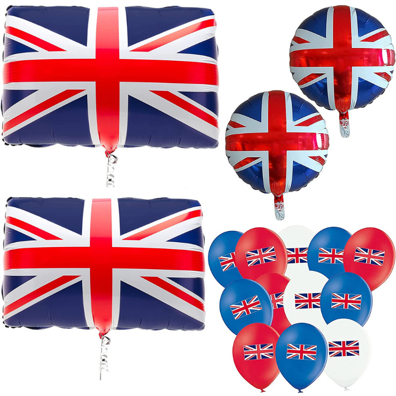 Union Jack Party Balloon Bundle – 30 x 12” Flag Latex Balloons, 1 X 18 ...