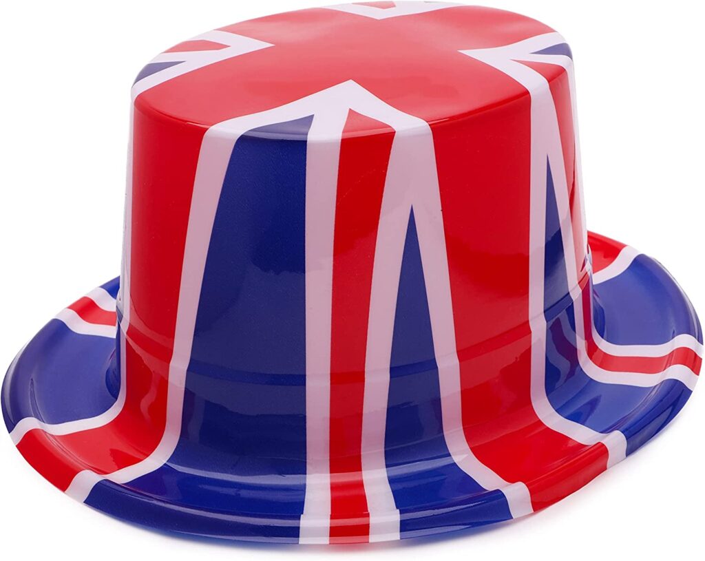 Pack of 24 - Plastic Union Jack Top Hats - One Size - His Majesty King ...