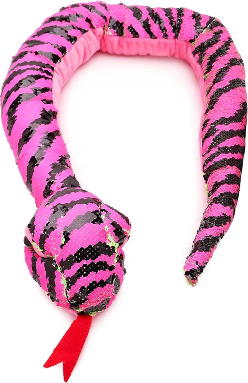 46 Inch Long Shiny Snake with Reversible Sequins - Green & Pink - Girls ...