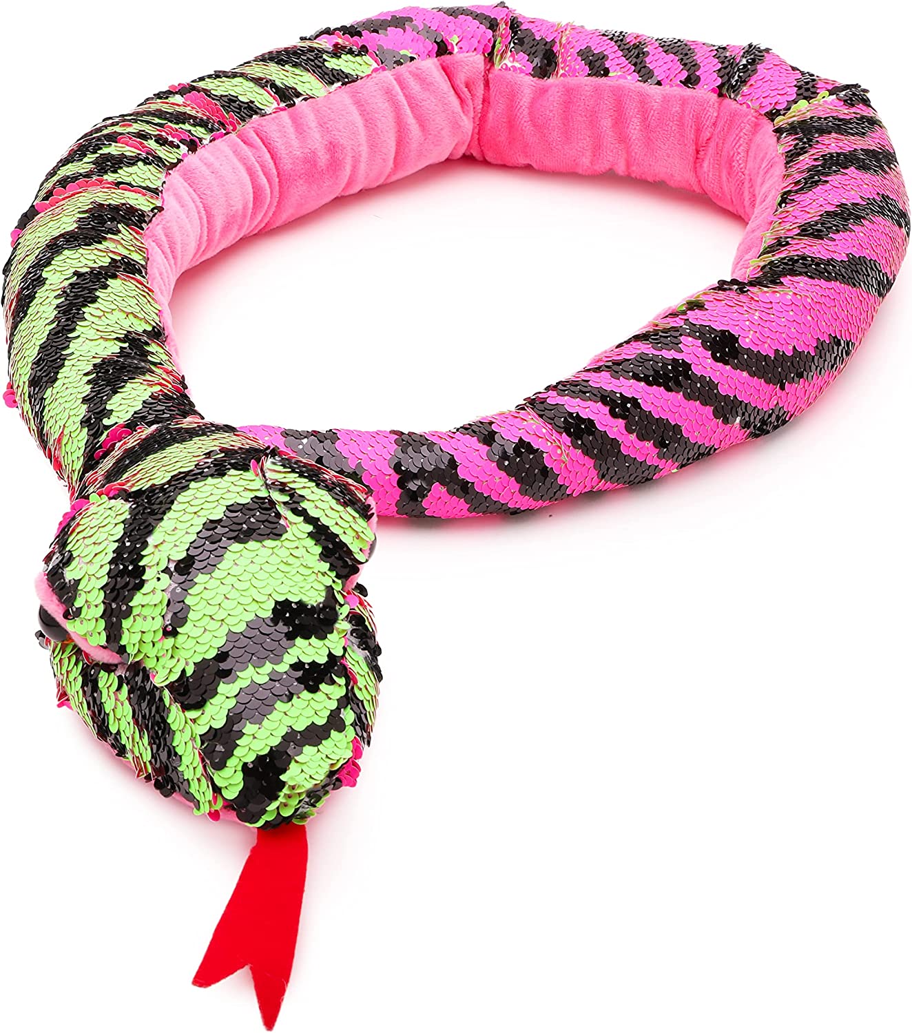 46 Inch Long Shiny Snake with Reversible Sequins - Green & Pink - Girls ...