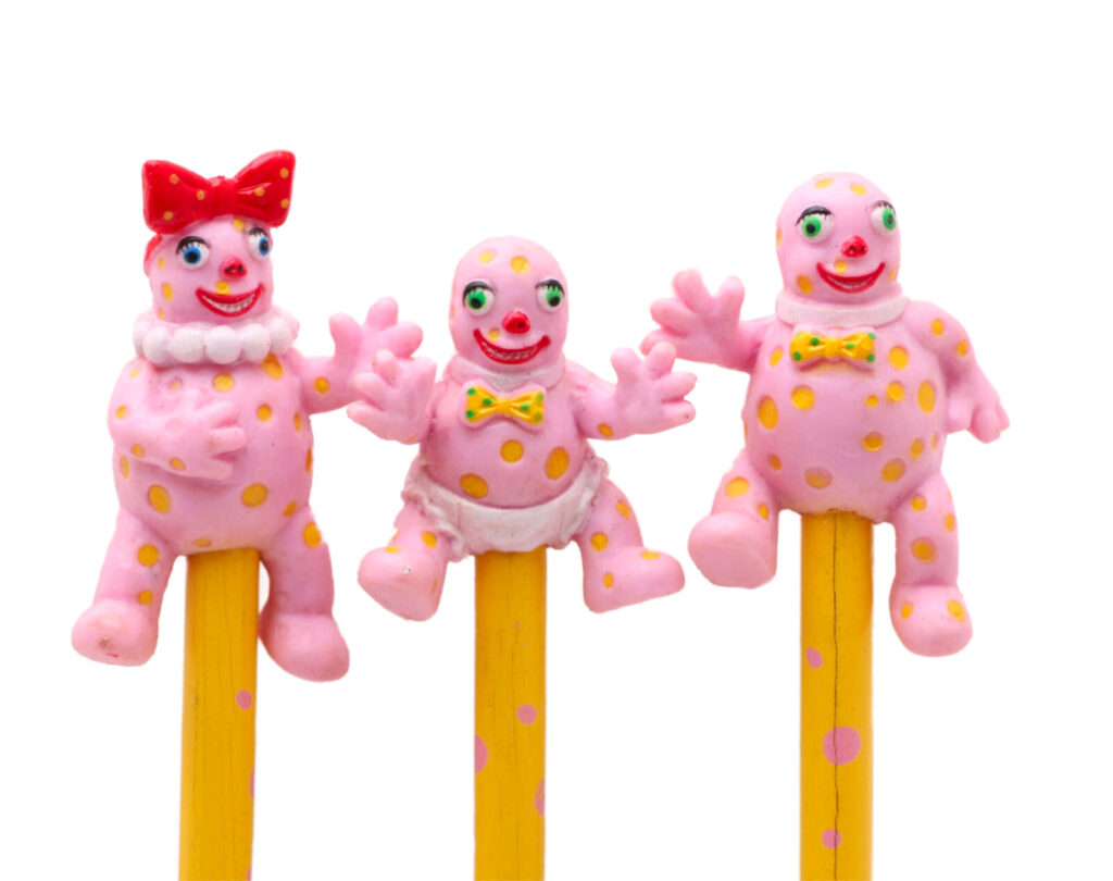 Mr Blobby 3 Pack Pencils With Mr Blobby, Mrs Blobby & Baby Blobby Tops - Original 1992 Licensed ...