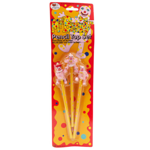 Mr Blobby 3 Pack Pencils With Mr Blobby, Mrs Blobby & Baby Blobby Tops ...