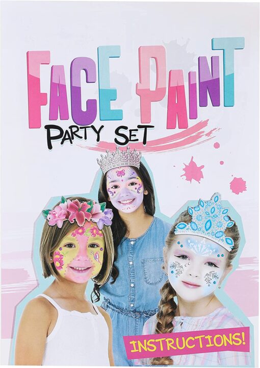 Girls Face Paint Party Set - Includes Face Paints, Jewels, Card Crowns ...