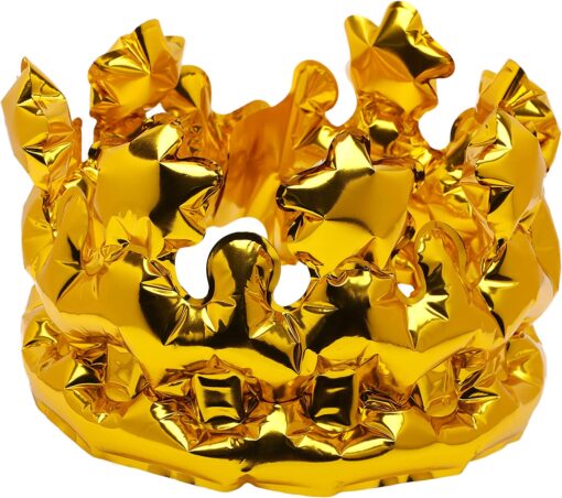 Inflatable Shiny Metallic Wearable Gold Crown - King Charles III ...