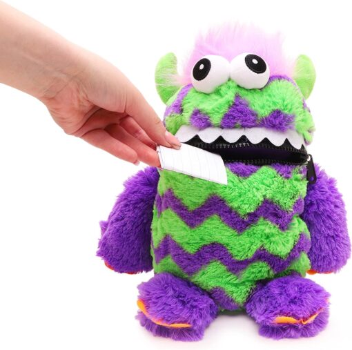 9" (23cm) Purple & Green Colour Worry Monster Plush Soft Toy - Loves ...