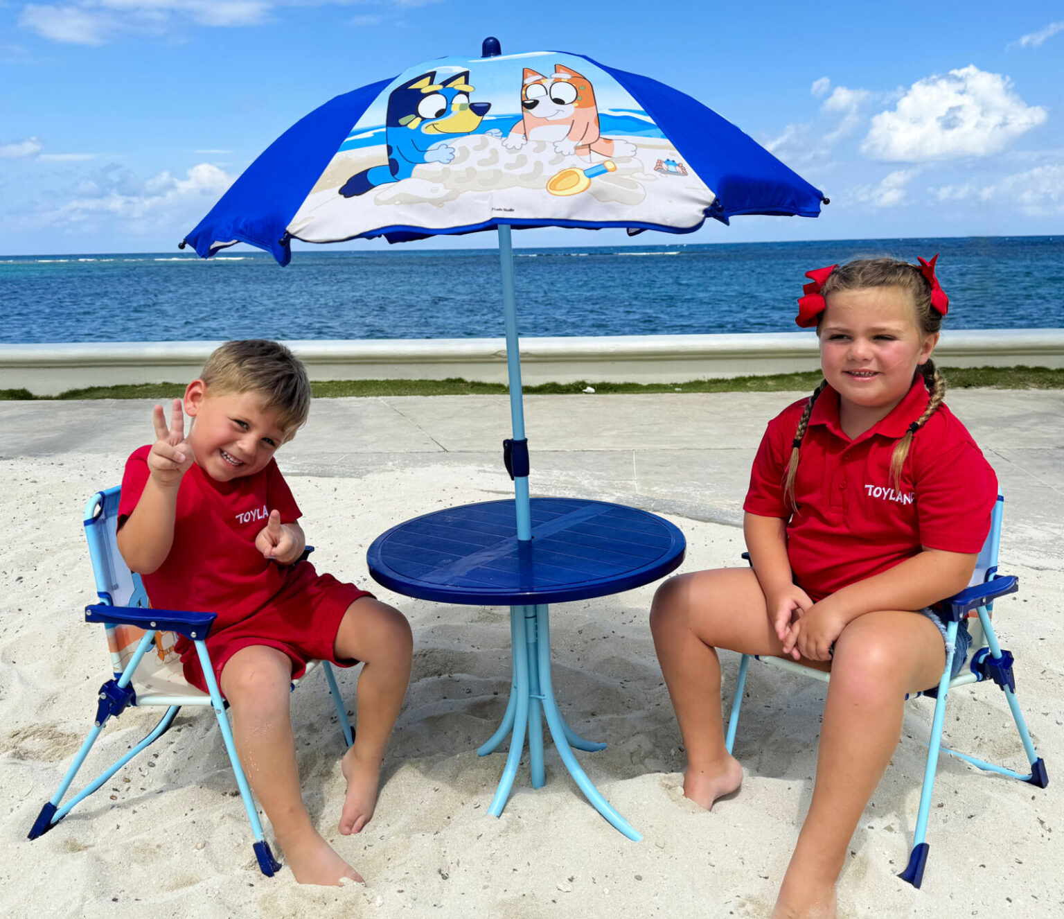 Toyland® Bluey & Bingo Table & Chairs Patio Set - 1 Table, 2 Chairs & 1 ...