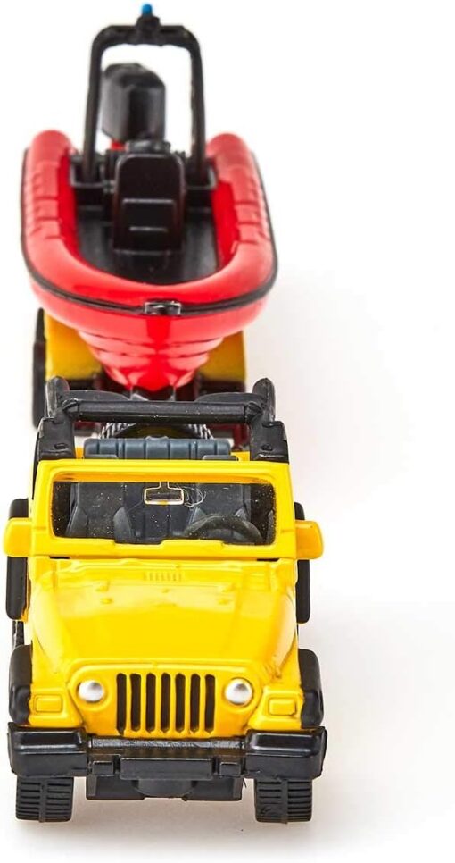 siku 1658, Jeep with Boat, Metal/Plastic, Yellow/Red, Removable trailer ...