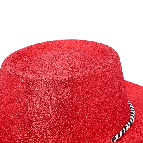Pack of 3-34cm (13") Red Glitter Cowboy Hats - Festivals, Concerts ...