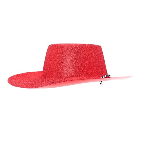 Pack of 3-34cm (13") Red Glitter Cowboy Hats - Festivals, Concerts ...