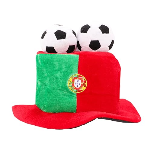 Portugal Flag Novelty Football Fan Top Hat With 3D Footballs - Perfect ...