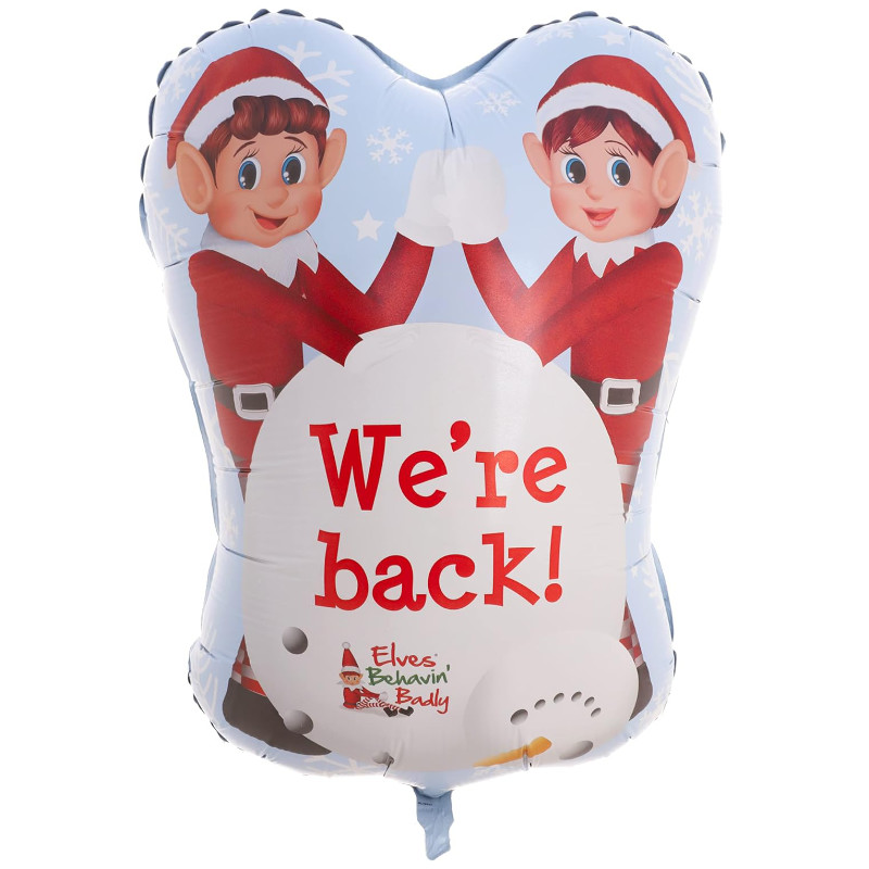 58cm (23") Elves Behavin Badly 'We're Back' Naughty Elf Foil Balloon ...