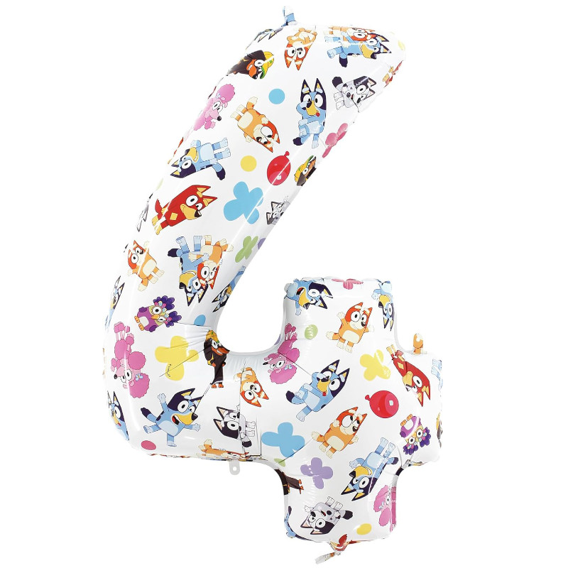 66cm (26") Bluey & Bingo Number 4 Foil Balloon - Toyland