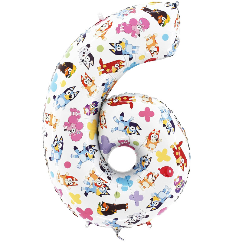 65cm (26") Bluey & Bingo Number 6 Foil Balloon - Toyland