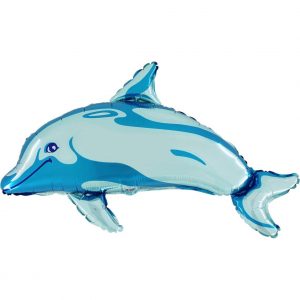 70cm (28") Blue Dolphin Shaped Foil Balloon - Toyland