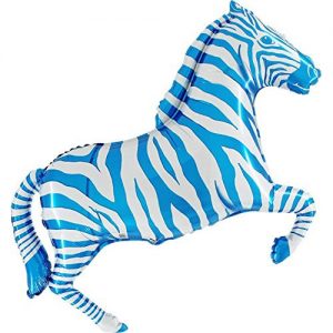 85cm (33") Blue and White Zebra Shaped Foil Balloon - Toyland